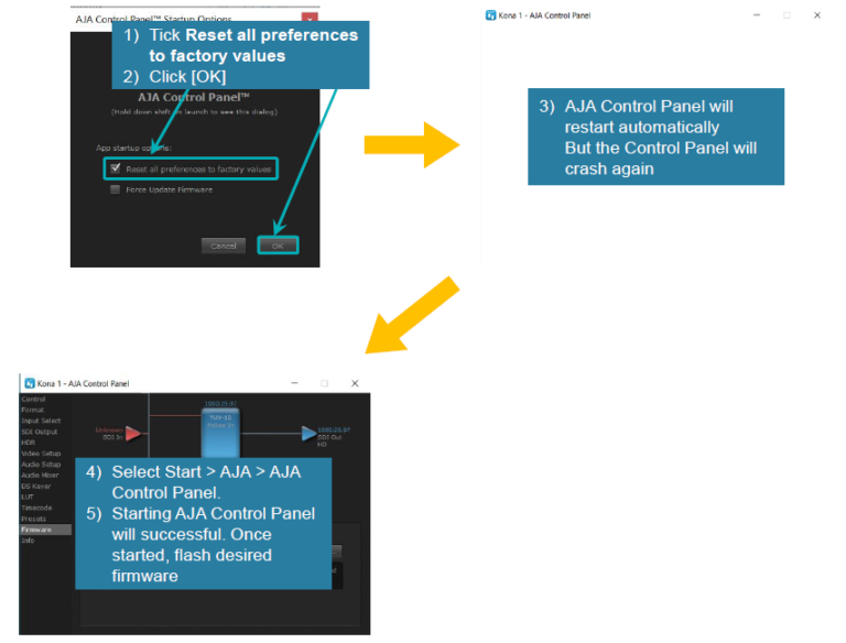AJA Control panel does not work