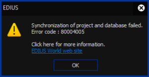DB sync fails while loading a project